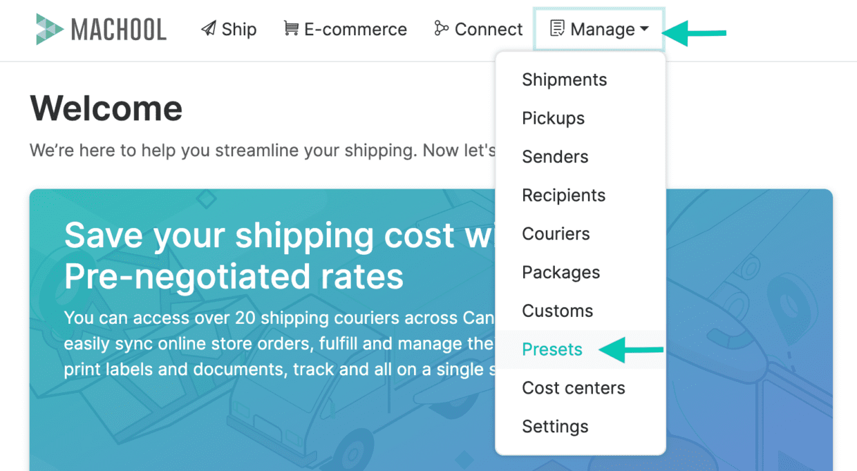 Set Up Shipping Presets for Faster Processing with Machool